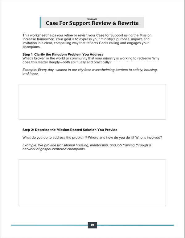 Case for Support Review and Rewrite – Mission Increase – Learn